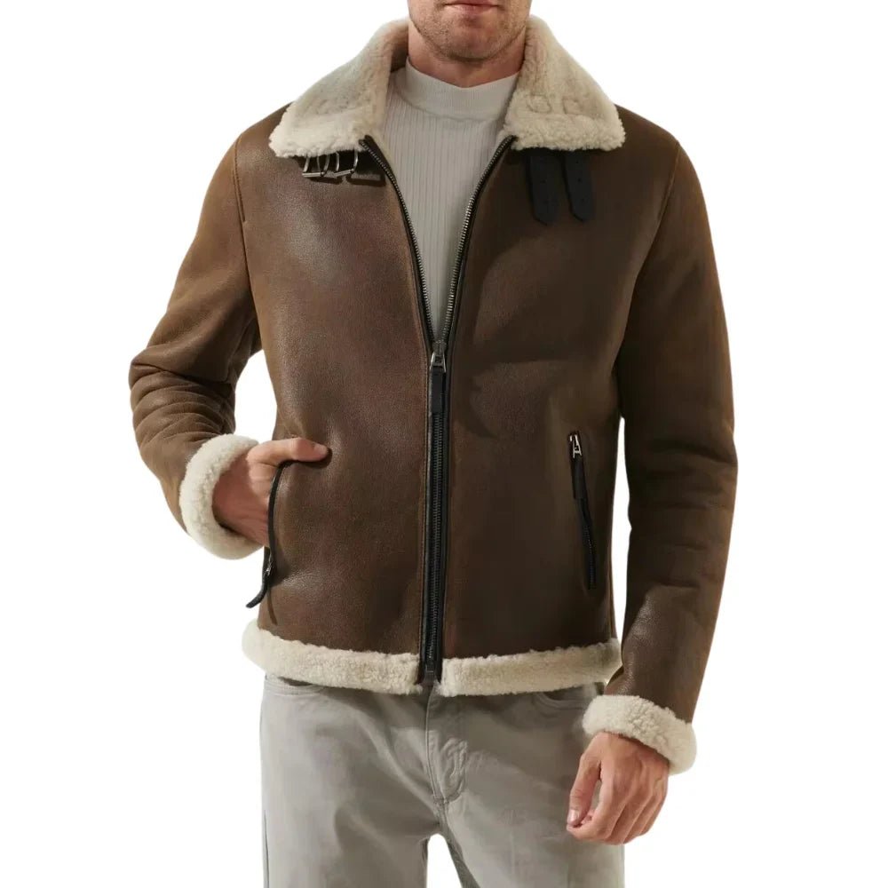 Shearling Bomber Leather Jacket Mens | Berlin Jacket – Trendy Jacket