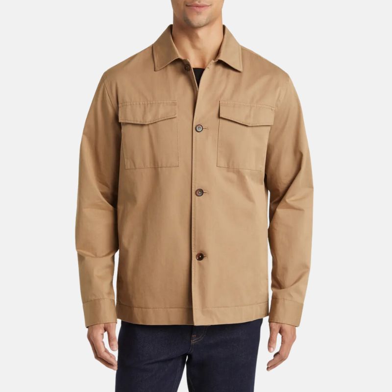 Beige Cotton Jacket Men | Cotton Shirt Jacket – Trendy Jacket