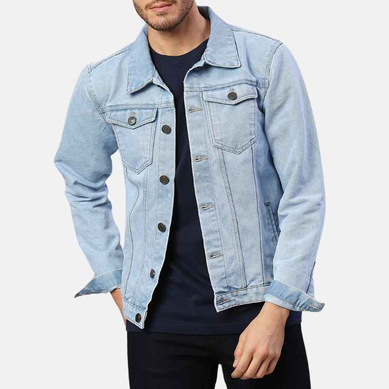 Sky Blue Denim Jacket | Light Blue Denim Jacket – Trendy Jacket